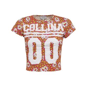 Collina Strada Blumenmuster Crew Neck T-Shirt - - Tops - Damen - Rosa - XS