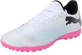 Puma Puma Men Future 7 Play Tt Soccer Shoes, Puma White-Puma Black-Poison Pink, 42 EU