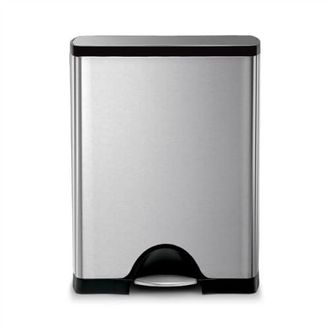 Simplehuman CW1816 poubelle rectangulaire &agrave; p&eacute;dale, poubelle de cuisine, acier inoxydable bross&eacute;, 50 litres