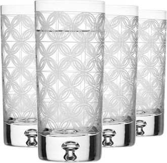 Krosno Verres &agrave; Eau, Jus et Cocktails 300 ml - Lot de 4 - Collection Saga - Verre en Cristal - Fait Main, Taill&eacute; - Id&eacute;al comme Cadeau, Incolore Cut 1
