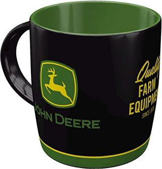 Nostalgic Art Retro Kaffeebecher, 330 ml, John Deere - Logo Black - Geschenk-Idee für Traktor-Fans, Original Lizenzprodukt (OLP), Keramik-Tasse für Kaffee, Vintage 