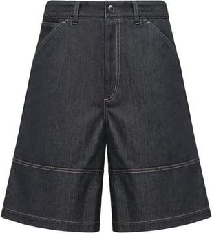 Moncler Bermuda long en denim de coton m&eacute;lang&eacute;