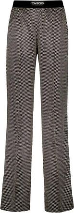 Tom Ford Femme, Pantalons, Multicolore, Taille: 40 FR Pantalon de Pyjama en Satin de Soie &agrave; Pois