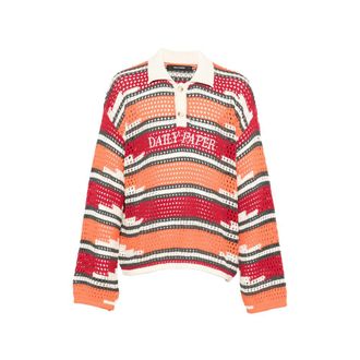 Daily Paper Clothing Striped Knit Polo Shirt