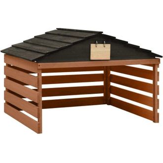 vidaXL M&auml;hroboter-Garage Schwarz und Braun 78x74x54 cm Tannenholz - Vidaxl