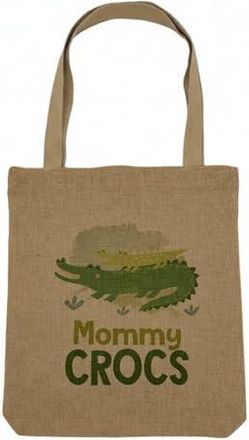 Fabulous Sac Shopping Tote Bag Aspect Lin - Mommy Crocs and her Baby Crocodile Drawing Illustration - Sac de Courses Toile Epaisse 360g Beige Naturel Cabas Por