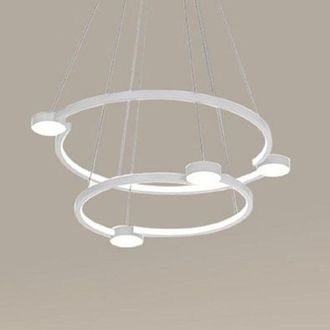 Trade Shop Led 60w 2 Cerchi Avec Telecomando Design Modern Bianco 71101