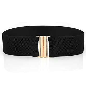 Generic Ceinture Femme Elastique - Ceinture &Eacute;l&eacute;gante pour Femme avec Boucle M&eacute;tallique et Taille &Eacute;lastique - Accessoire Mode Corset Large et Confortable