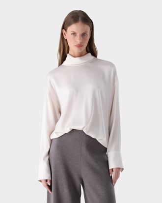 van Laack Seidenbluse mit Rollkragen