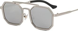Generic Lunettes de soleil polygonales punk à monture large pour hommes et pour femmes, lunettes de soleil rétro en métal (couleur : F, taille : moyen) 2026