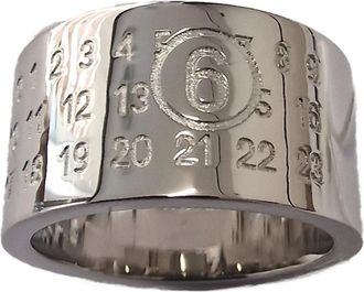 Maison Margiela Homme, Accessoires, Gris, Taille: 46 MM Bague Logo Minimaliste