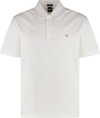 HUGO BOSS Homme, Tops, Blanc, Taille: 2XL Polo en Coton &agrave; Col C&ocirc;tel&eacute;