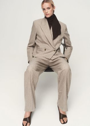 Mango Asymmetrische Ledersandale khaki - Damen - 36 - MANGO