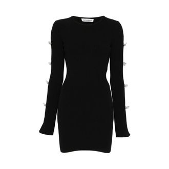 Mach & Mach Mach & Mach, Femme, Robes, Noir, Taille: 42 FR Robe Noire en Tricot Côtelé avec en Strass