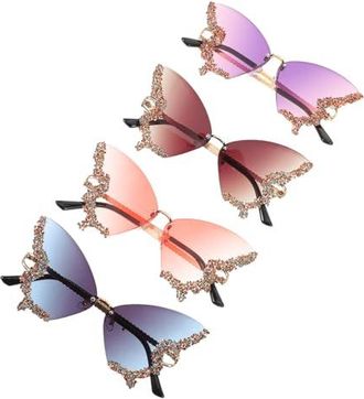 BESPORTBLE 4 Pièces Femme Sans Monture avec Rétro Protection Uv pour Plage Festivals et Usage Quotidien