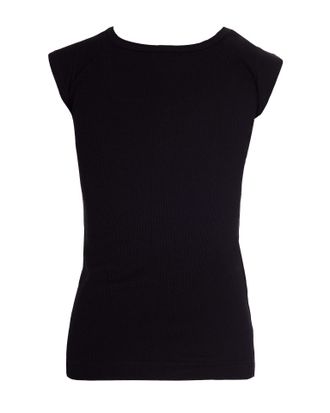 Pinko Womens Ribbed Top Love Birds Black Limousine Cotton Tops