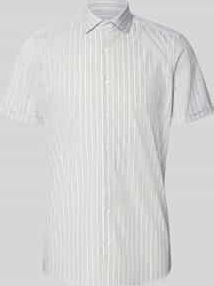 Olymp Level 5 Slim Fit Business-Hemd mit Blockstreifen und Kentkragen