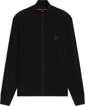 HUGO BOSS Strickpullover BOSS Men Orange schwarz,Casual,Baumwolle,Unifarben,Stehkragen,Langarm,Regular Fit