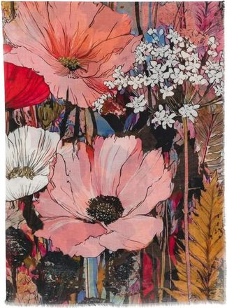 D'Aniello Floral-print Leopard-pattern Scarf