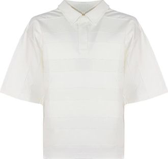Nine In The Morning Homme, Tops, Blanc, Taille: M T-shirt &agrave; col polo &agrave; empi&egrave;cements et bords effiloch&eacute;s