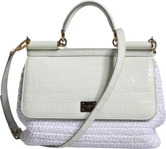 Dolce & Gabbana Femme, Sacs, Blanc, Taille: ONE Size Sicily Crossbody Satchel Bag