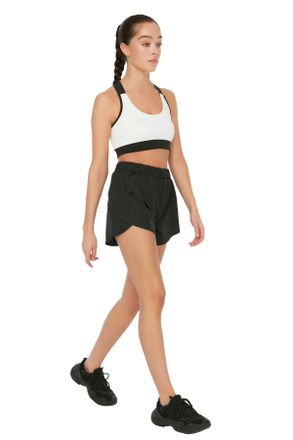 Trendyol Trendyol Damen Fallschirm-stoff-sports-shorts Yoga Shorts, Schwarz, S EU