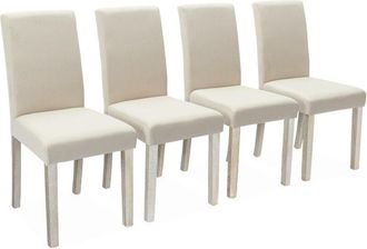 Sweeek Sweeek - 4er Set Stühle mit Stoffbezug und gekälkten Holzbeinen