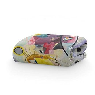 Picanova Couverture Polaire en Flanelle avec Impression dimage 100x70cm - Wassily Kandinsky Yellow Red Blue - Plaid de canapé de qualité supérieure - Couvertur