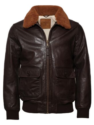 Top Gun Lederjacke TG2023002 mit Lammfellkragen