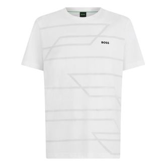 HUGO BOSS Homme, Tops, Blanc, Taille: 2XL T-shirt &agrave; manches courtes avec imprim&eacute; g&eacute;om&eacute;trique
