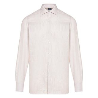 Finamore Homme, Chemises, Beige, Taille: XL Chemise en coton ray&eacute;