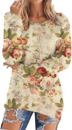 Generic Survêtement pour femmes automne hiver motif ample tendance décontracté confortable pull à capuche pull femme plus, Pull kaki pour femme, XXL