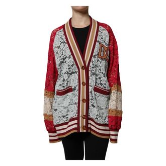 Dolce & Gabbana Femme, Pulls, Multicolore, Taille: 40 FR Gilet en dentelle florale