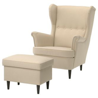 IKEA STRANDMON Ohrensessel mit Hocker