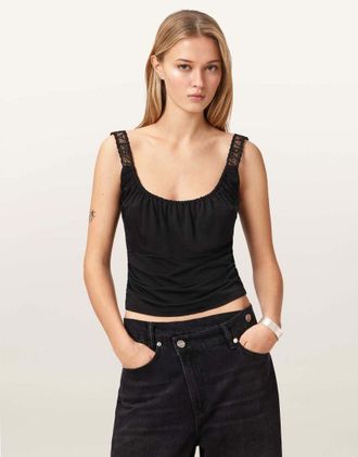 AllSaints Celena - Oberteil in Schwarz