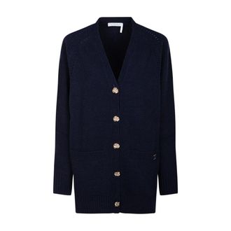 Chloé Femme, Pulls, Bleu, Taille: 36 FR Cardigan en cachemire bleu marine