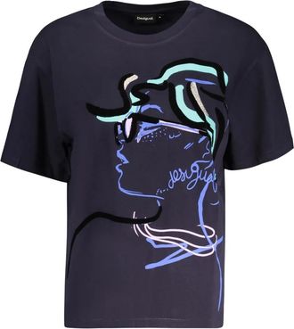 Desigual Face T-Shirt - - Tops - Damen - Blau - XL