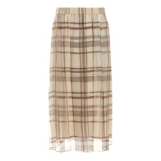 Brunello Cucinelli Macrocheck Print Plisseerock - - Skirts - Damen - Beige - M
