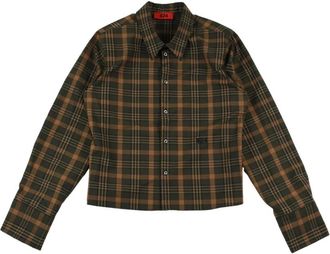 424 Homme, Chemises, Brun, Taille: XL Chemise &agrave; Carreaux &agrave; Manches Longues Style Urbain