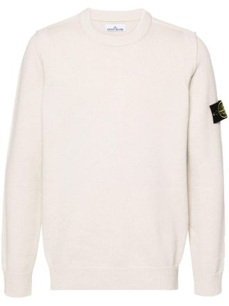 Stone Island pull nervuré à patch logo - Tons neutres