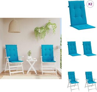 vidaXL Coussins de chaise de jardin &agrave; dossier haut lot de 2 bleu tissu - Coussin De Chaise - Coussin Exterieur - Coussin Jardin - Coussin Confortable
