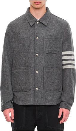 Thom Browne Homme, Vestes, Gris, Taille: M Veste 4-Bar en m&eacute;lange de laine