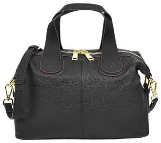 House Of Leather Petit sac &agrave; main en cuir v&eacute;ritable pour femme Dahlia, Noir, Small