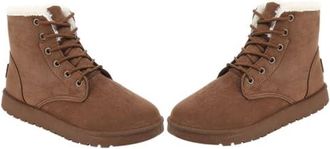 Minkissy Bottes Chaudes en Coton pour Femmes Bottines Courtes &agrave; Lacets Antid&eacute;rapantes Taille 36 Couleur Caf&eacute; Hiver Ext&eacute;rieur Chaussures Plates Confortables pou