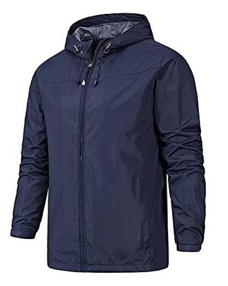 Minetom Hommes Veste de Randonn&eacute;e Imperm&eacute;ables Softshell Coupe-Vent Outdoor Printemps Automne Sportif Manteau avec Capuche B Marine XL