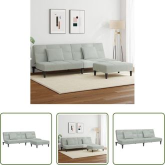 vidaXL vidaXL Bett aus Sofa - Schlafsofa 2-Sitzer mit Fu&szlig;hocker Hellgrau Samt