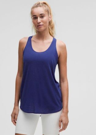 lululemon Essential Tanktop Plissiert f&uuml;r Frauen - Gr&ouml;&szlig;e 14 in Larkspur