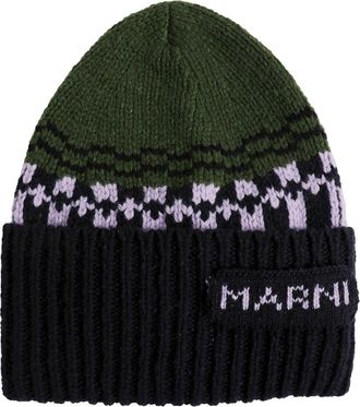 Marni Geometric Motif Wool Beanie