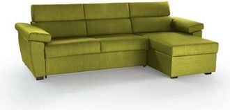 Talamo Italia Schlafsofa mit Halbinsel Quinzia, Wandelbares Ecksofa für das Wohnzimmer, gepolstert, abnehmbar, 100% Made in Italy-Qualität, 285x160 h100 cm, Grün