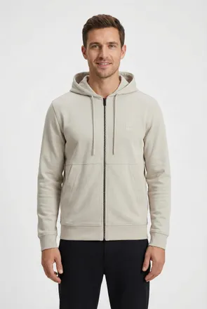 Boss Orange by Hugo Boss Kapuzensweatjacke BOSS ORANGE Zetalky, Herren, Gr. 4XL, open grau070, Sweatware, Obermaterial: 100% Baumwolle, loose fit h&uuml;ftbedeckend, B&uuml;ndchen, Swea